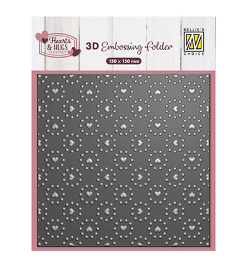 Nellie Snellen 3D Embossing Folder Hearts & Dots (EF3D0103) - Paperpads.nl