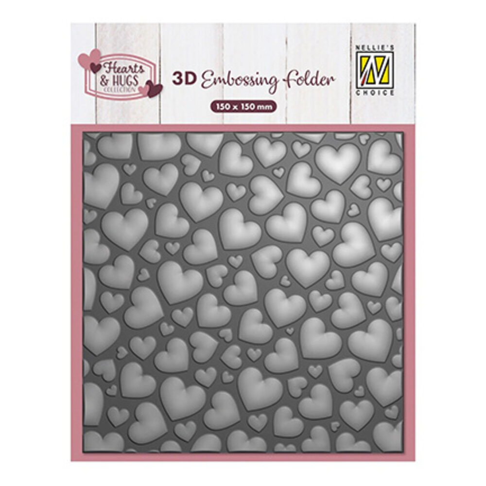Nellie Snellen 3D Embossing Folder Pop Up Hearts (EF3D0106) - Paperpads.nl