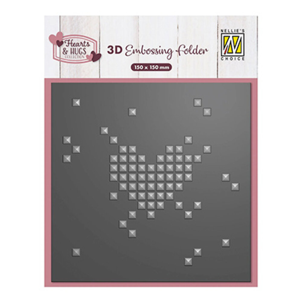 Nellie Snellen 3D Embossing Folder Pixel Heart (EF3D0109) - Paperpads.nl