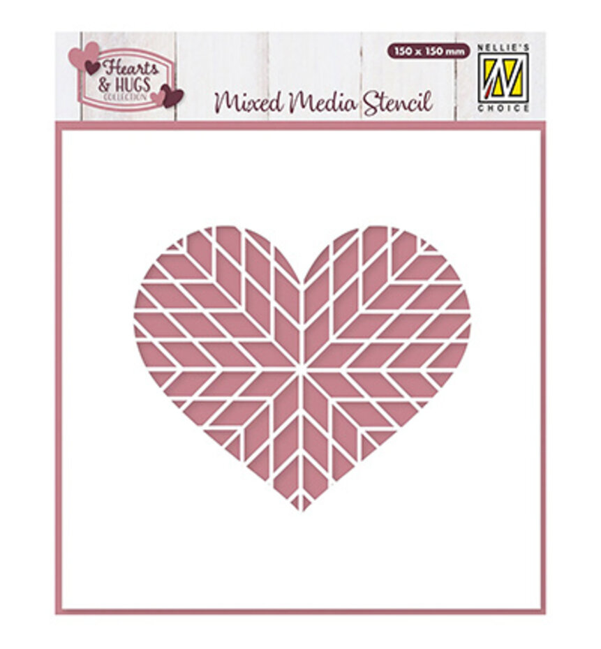 Nellie Snellen Masking Stencil Geo Heart (MMS4K-079) - Paperpads.nl