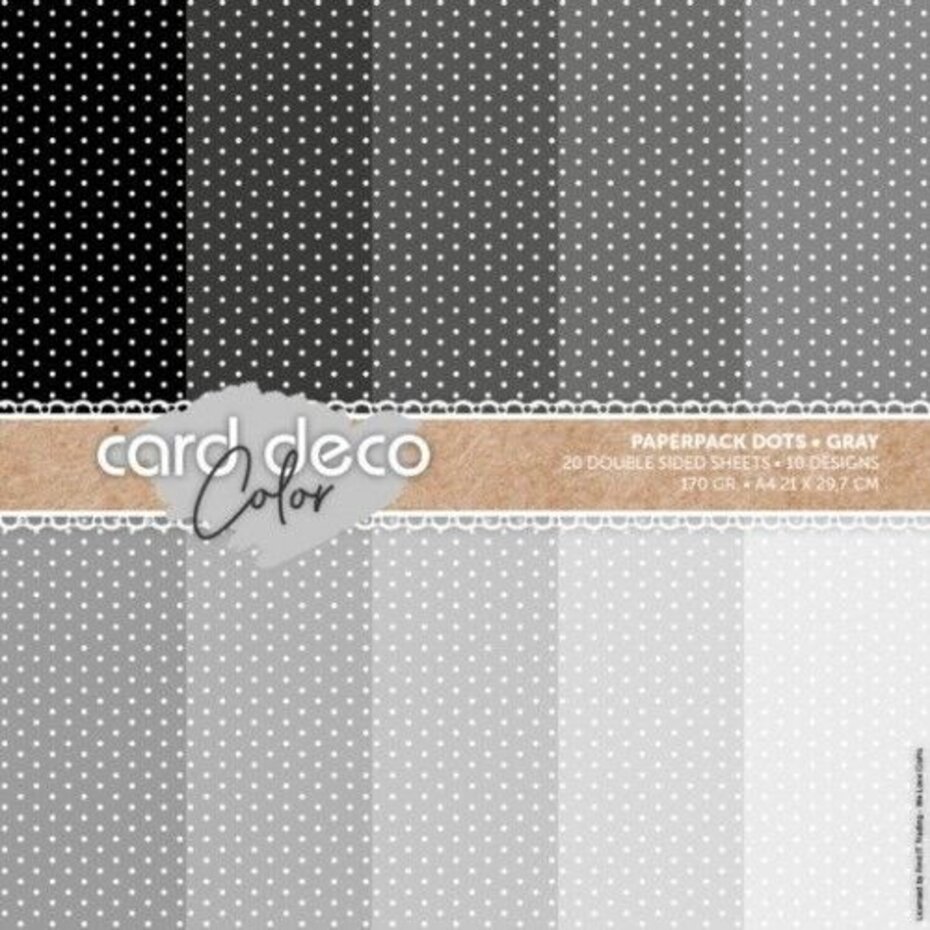 Card Deco Color Paperpack A4 Dots Gray (CDCPPA414005) - Paperpads.nl