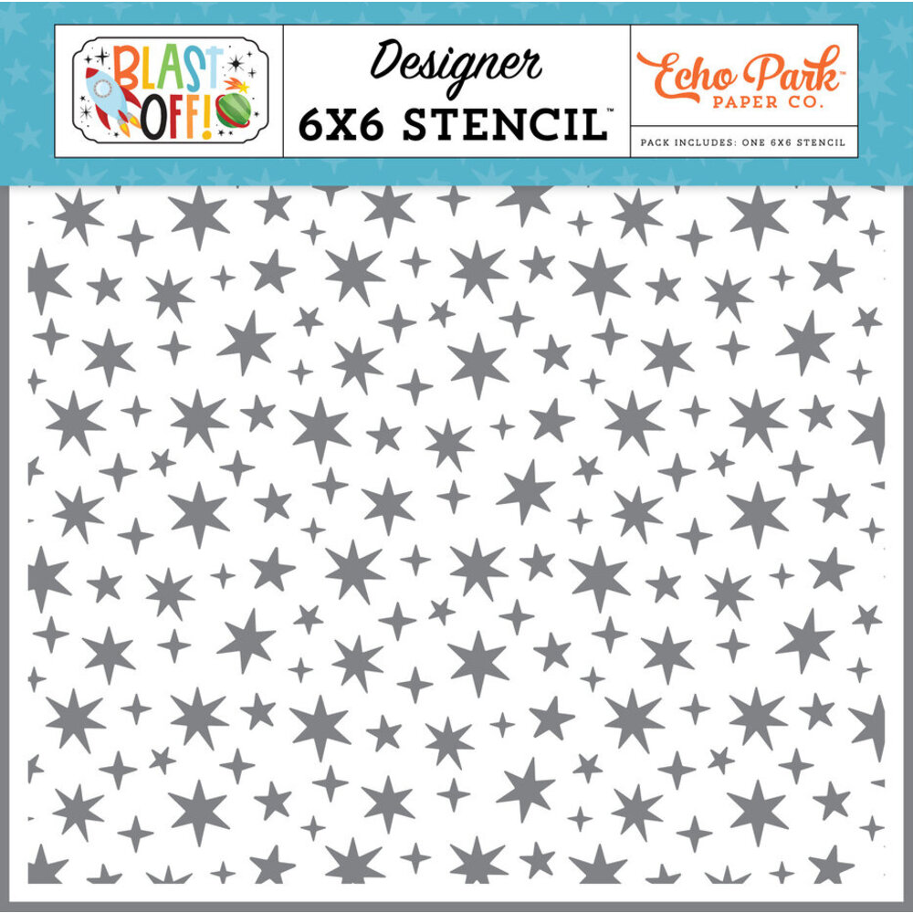 Echo Park Blast Off Stencil Stellar Starbursts (BO407033) - Paperpads.nl