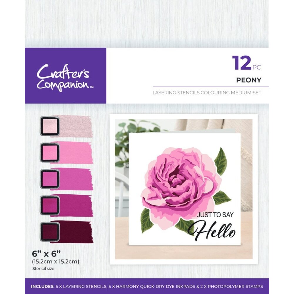 Crafter's Companion Colouring Medium Set Layering Stencils Peony (CC-S ...