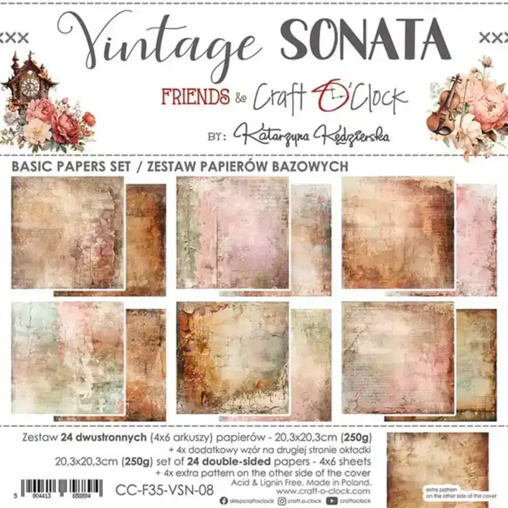 Craft O'Clock Vintage Sonata 8x8 Inch Basic Papers Set (CC-F35-VSN-08 ...