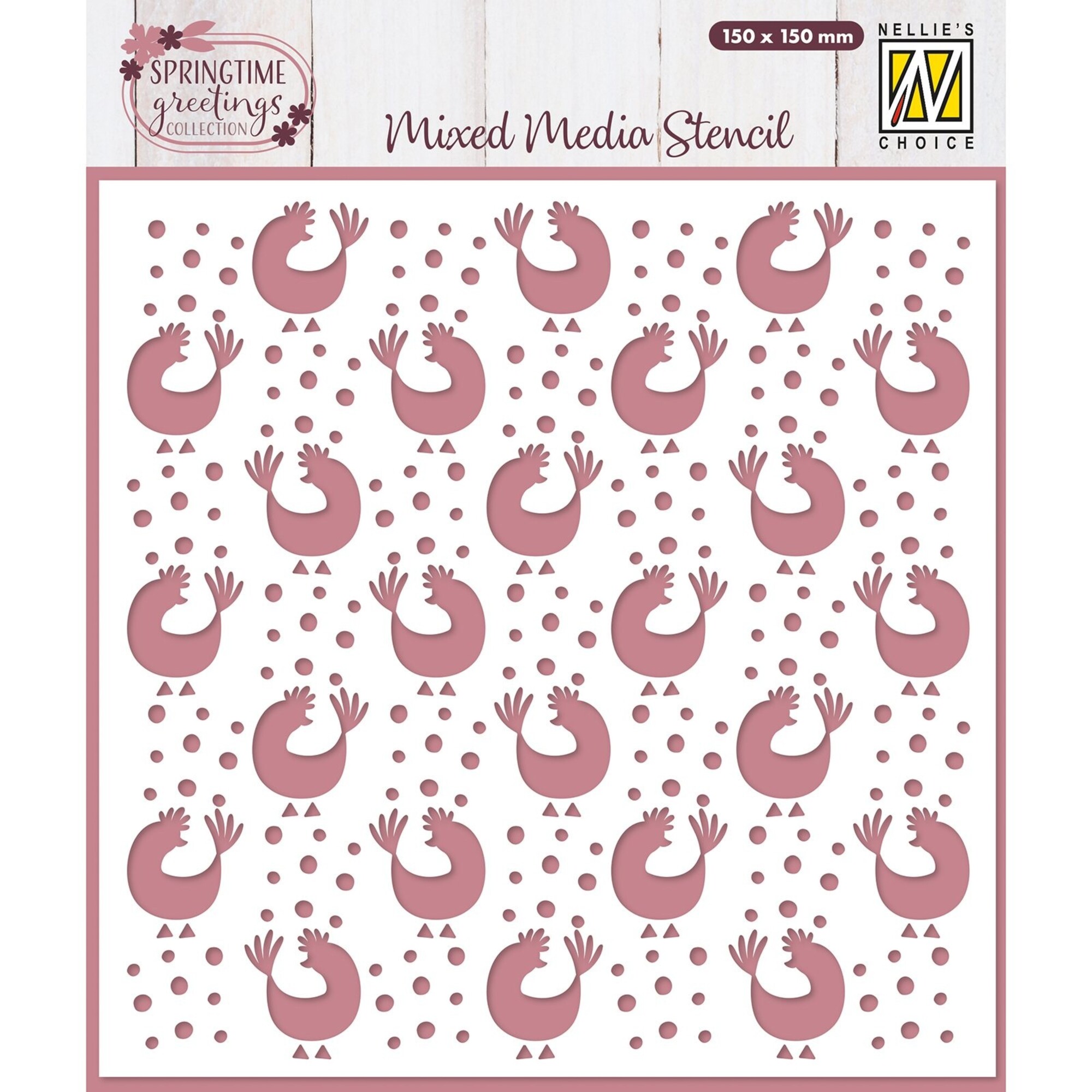 Nellie Snellen Masking Stencil Hugs Chicken (MMS4K-088) - Paperpads.nl