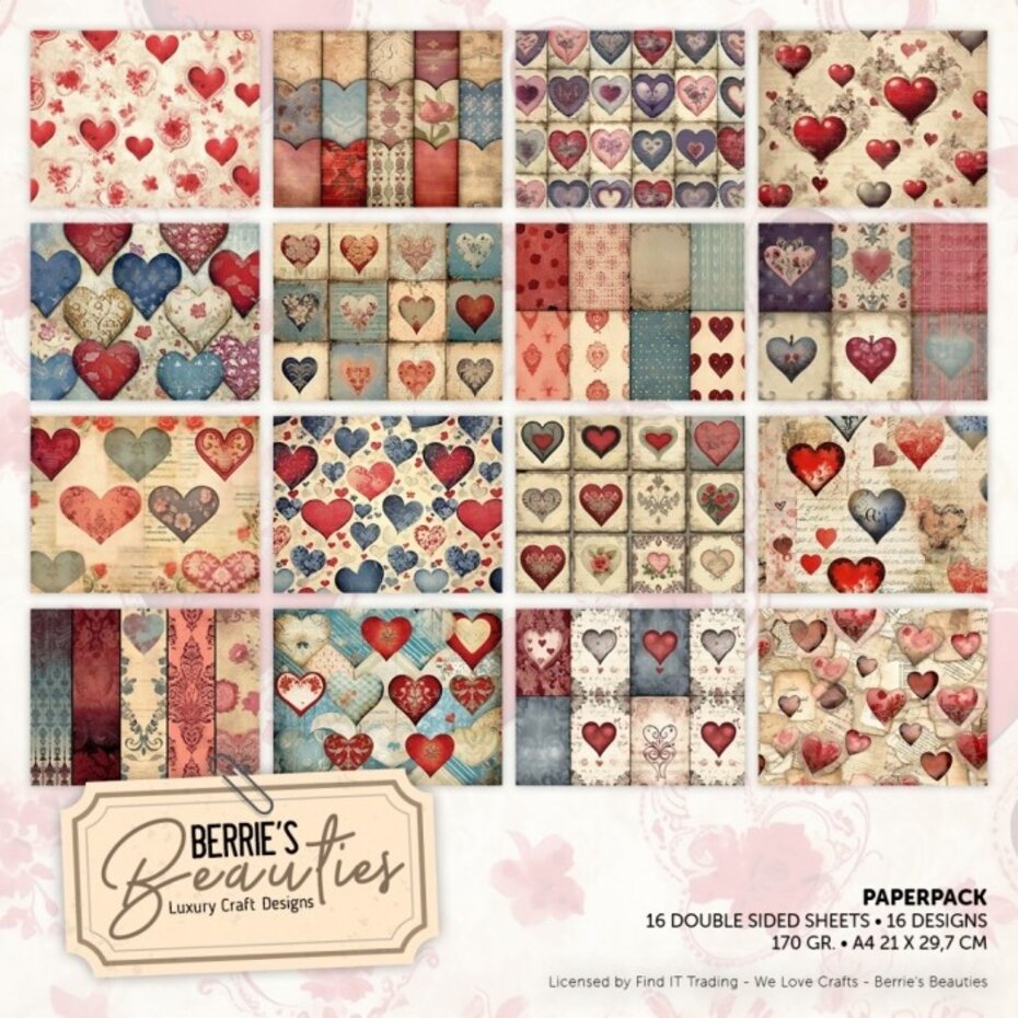 Berrie's Beauties Valentine A4 Paper Pack (BB-PPA4-10008) - Paperpads.nl