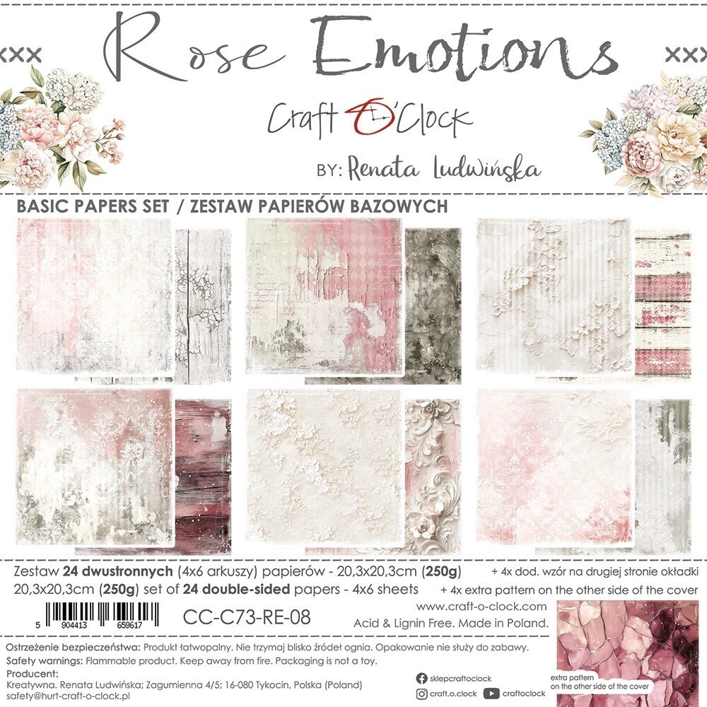 Craft O'Clock Rose Emotions 8x8 Inch Basic Papers Set (CC-C73-RE-08 ...