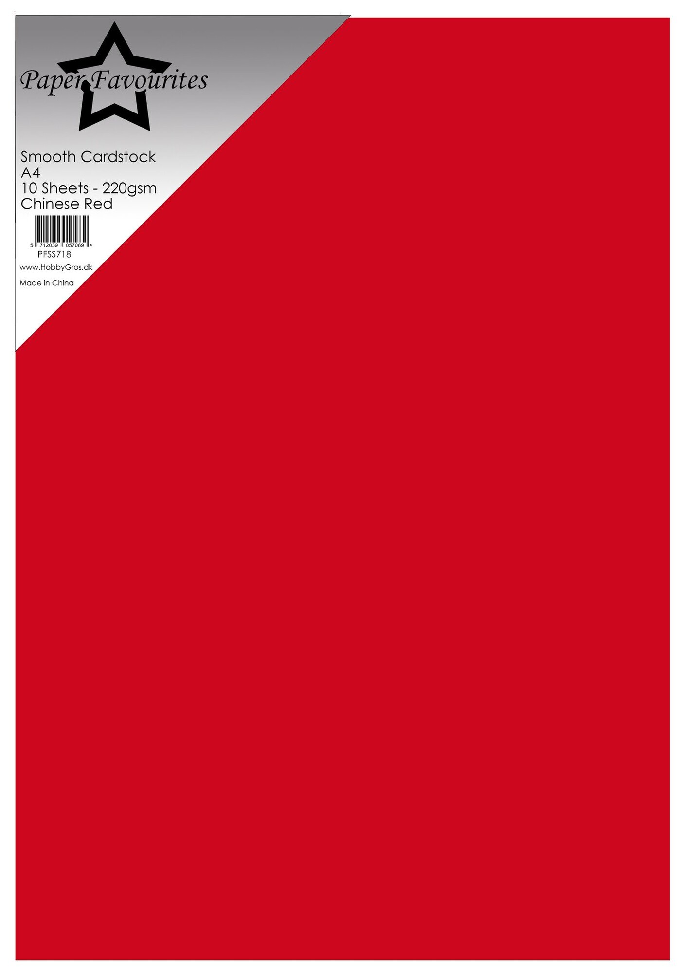 Paper Favourites Chinese Red A4 Smooth Cardstock (PFSS718) - Paperpads.nl