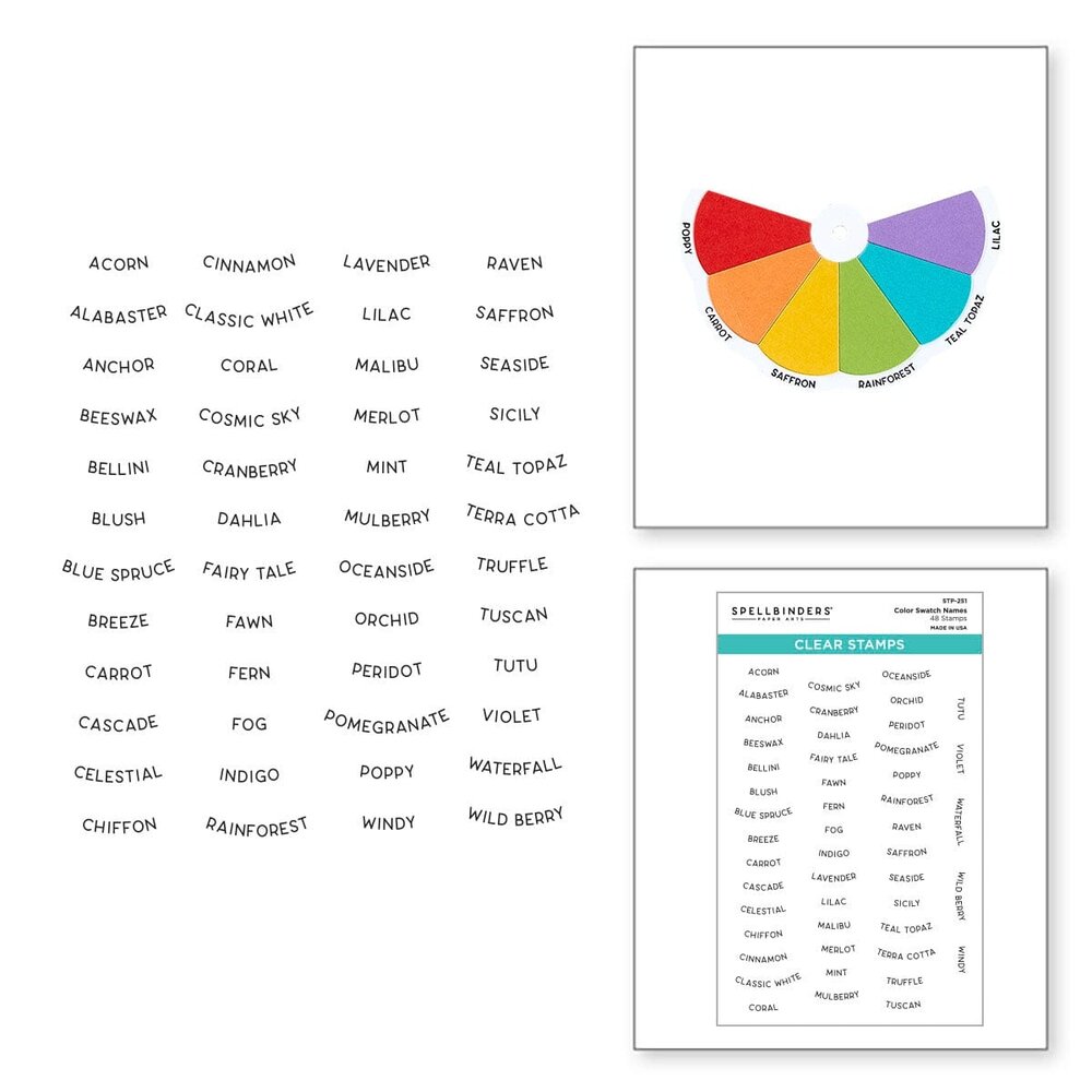 Spellbinders ColorWheel Swatch Party Clear Stamp Color Swatch Names (S ...