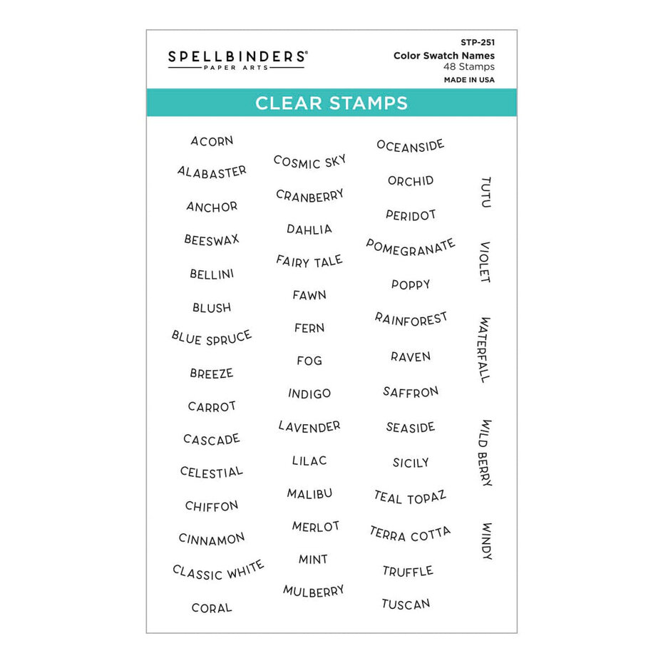 Spellbinders ColorWheel Swatch Party Clear Stamp Color Swatch Names (S ...