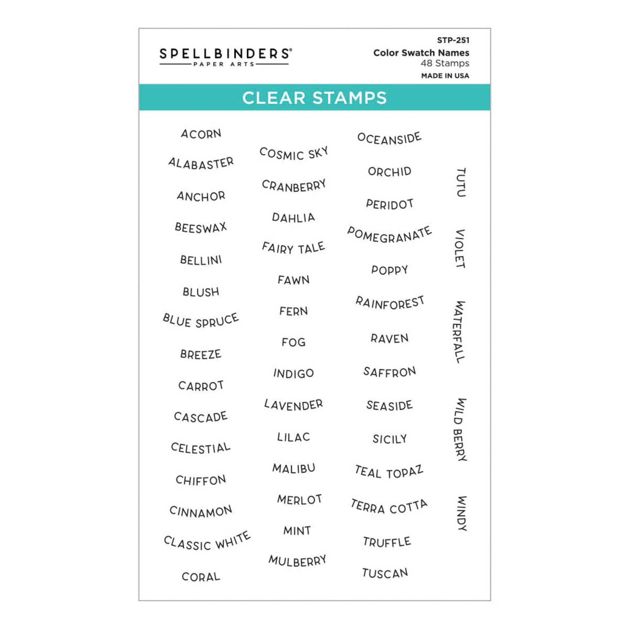 Spellbinders ColorWheel Swatch Party Clear Stamp Color Swatch Names (S ...