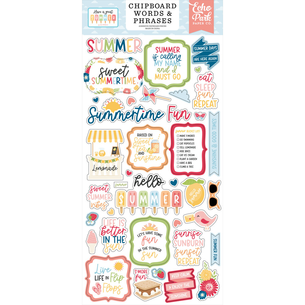 Echo Park Have A Great Summer 6x13 Inch Chipboard Word & Phrases (HAGS ...