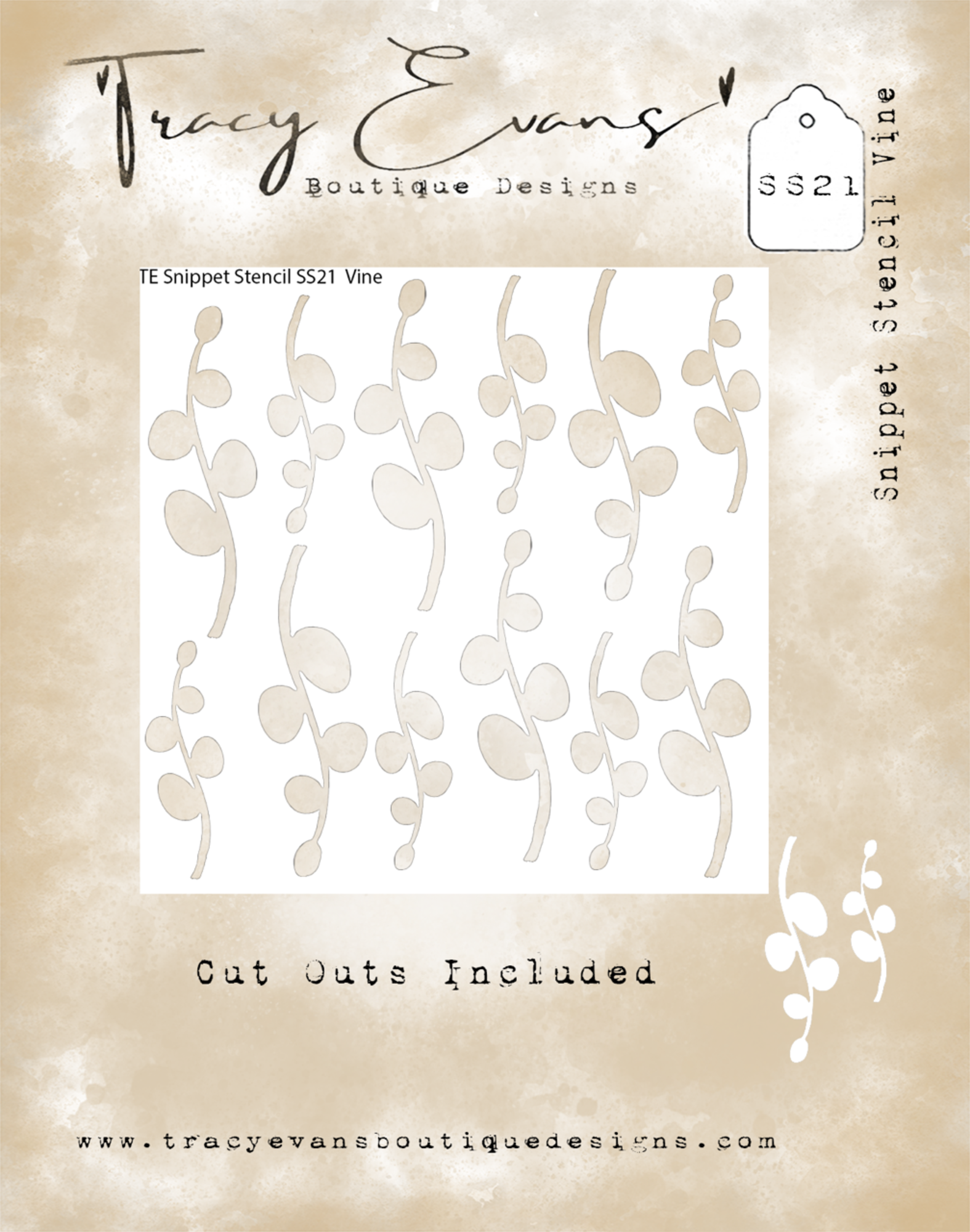 Tracy Evans Vine 4x4 Inch Snippet Stencil (SS021) - Paperpads.nl