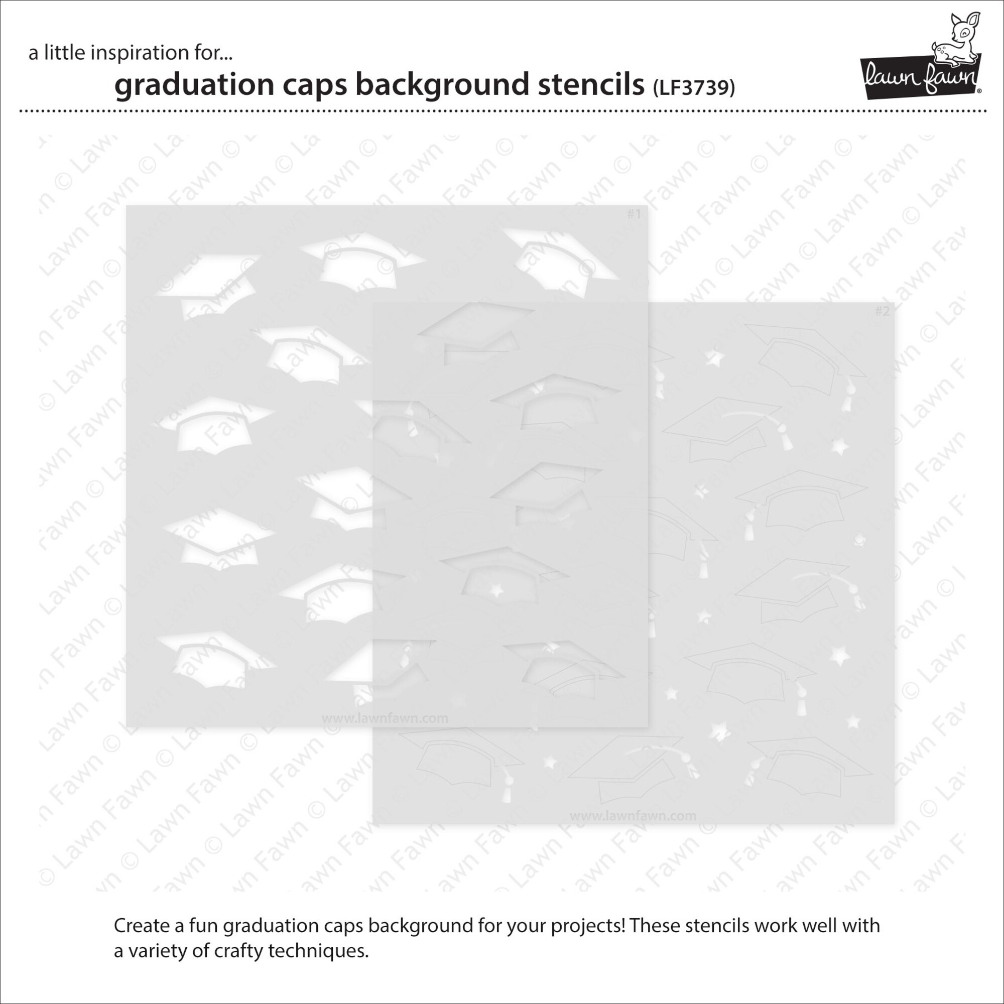 Lawn Fawn Graduation Caps Background Stencils (LF3739) - Paperpads.nl
