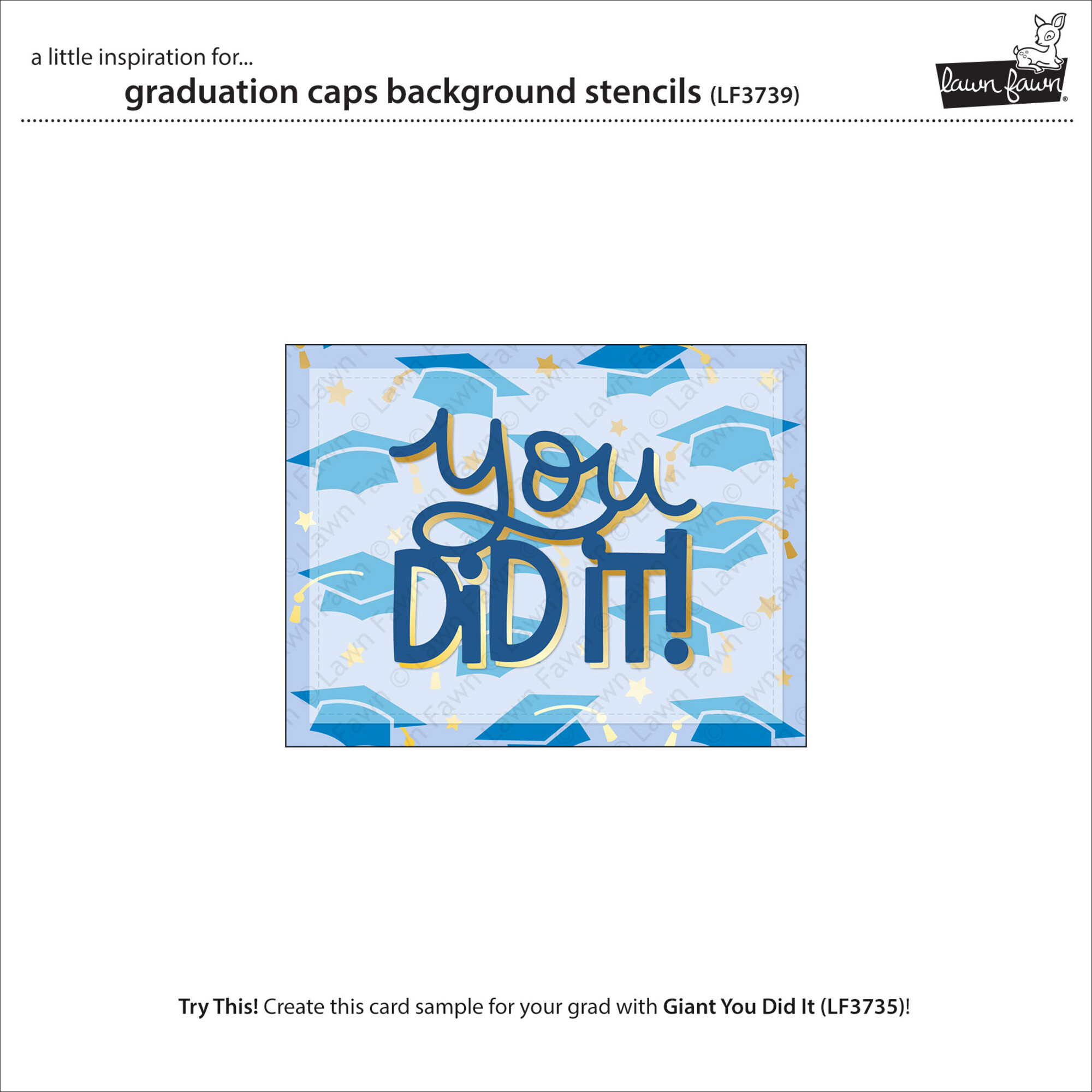 Lawn Fawn Graduation Caps Background Stencils (LF3739) - Paperpads.nl