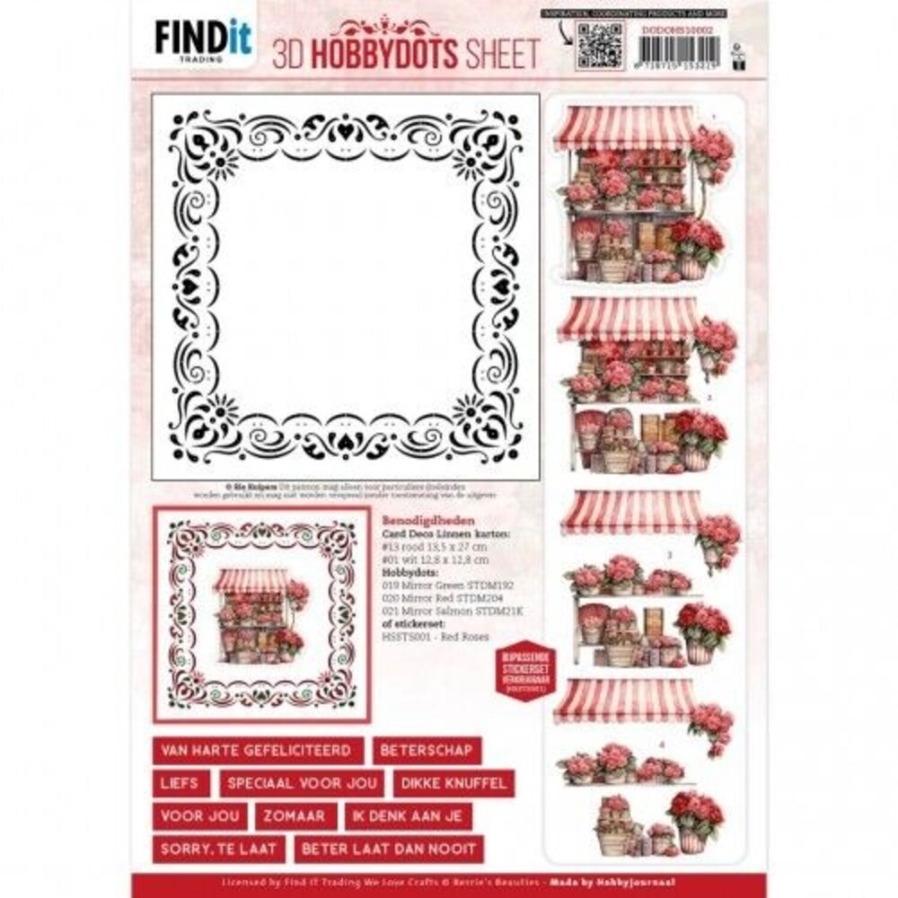 Find It Trading 3D Hobbydots Sheet Red Roses 2 (DODOHS10002) - Paperpads.nl