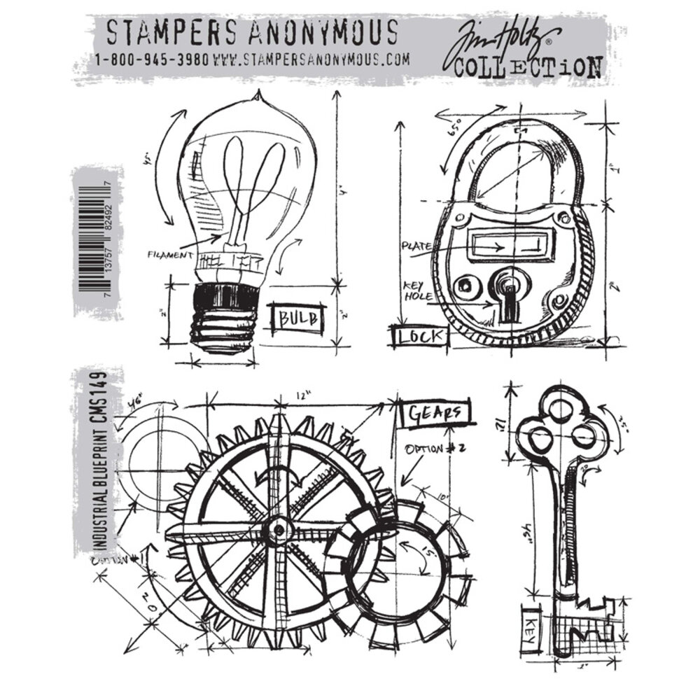 Stampers Anonymous Cling Stamps Industrial Blueprint (CMS149 ...