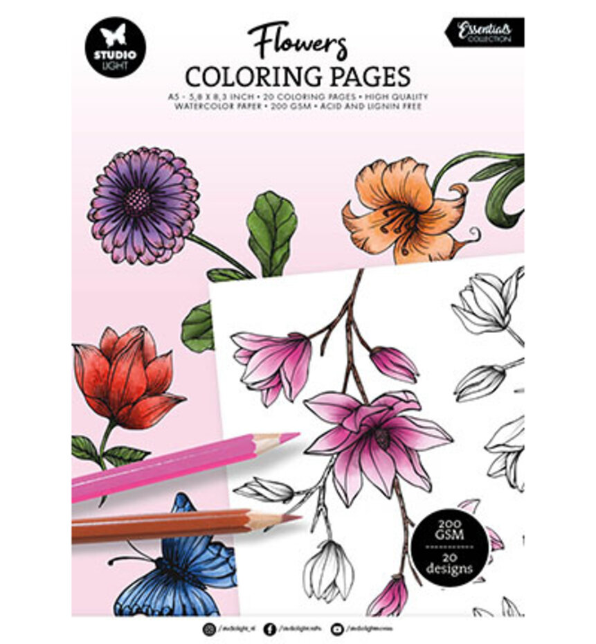 Studio Light Essentials Coloring Pages A5 Flowers (SL-ES-CPP282 ...