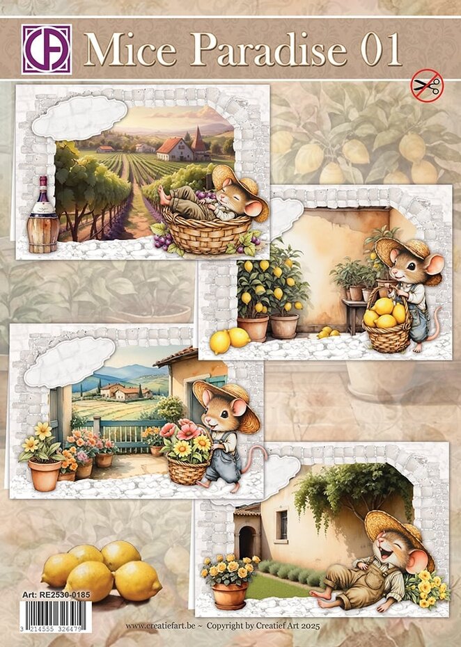 Creatief Art Card Kit Mice Paradise 01 (RE2530-0185) - Paperpads.nl