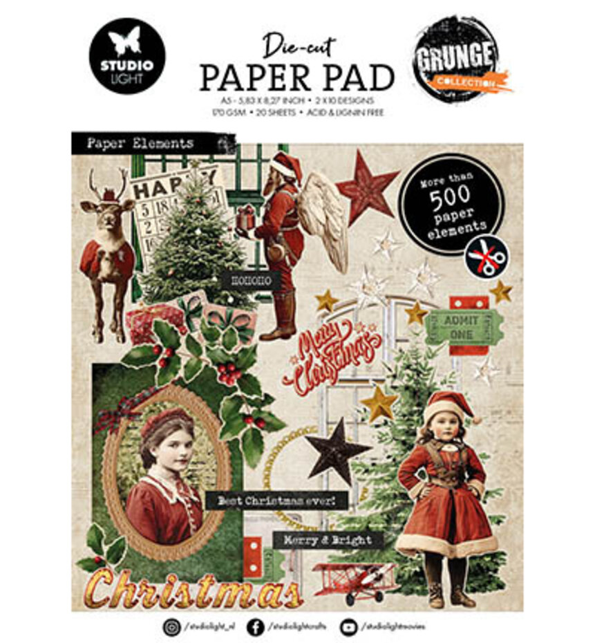 Studio Light Grunge A5 Die-Cut Paper Pad (SL-GR-DCPP327) - Paperpads.nl