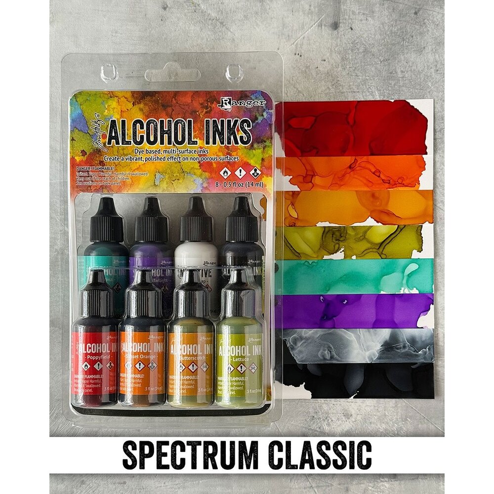 Ranger Tim Holtz Alcohol Ink 8 Pack Kit Spectrum Classic (TAK90731 ...