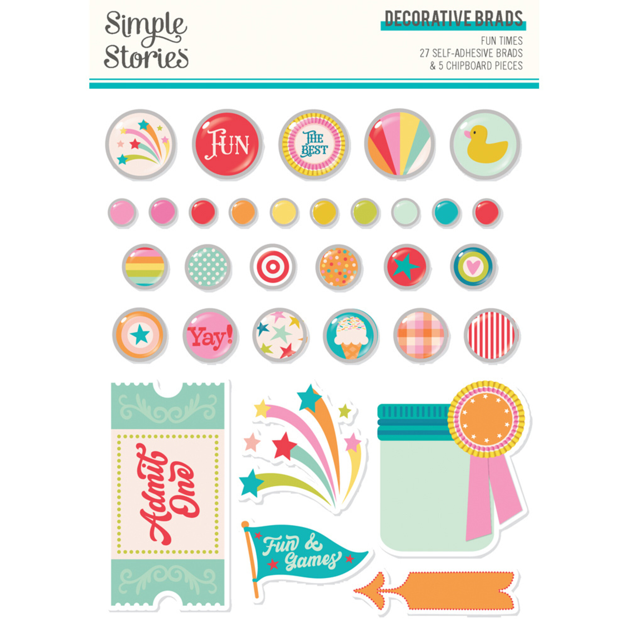 Simple Stories Fun Times Decorative Brads (25022) - Paperpads.nl
