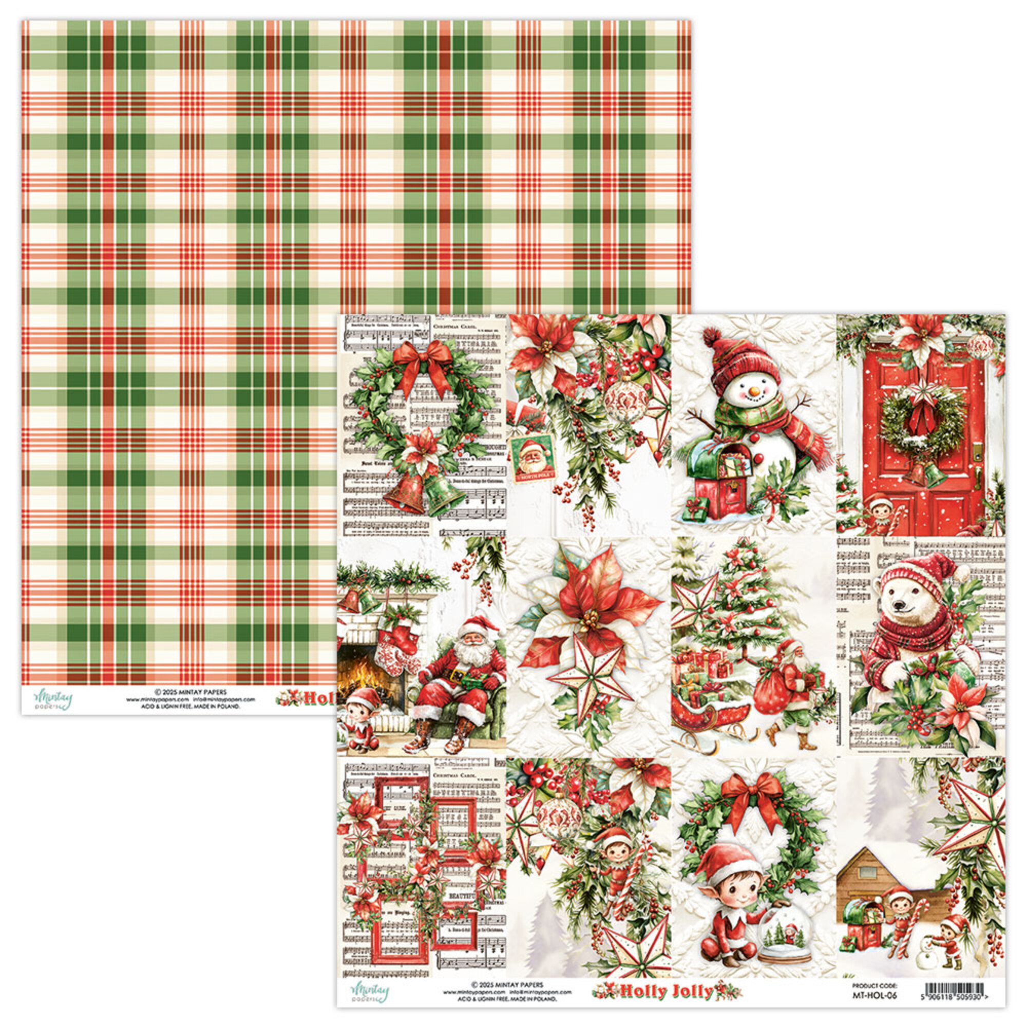 Mintay Holly Jolly 12x12 Inch Paper Pad (MT-HOL-07) - Paperpads.nl