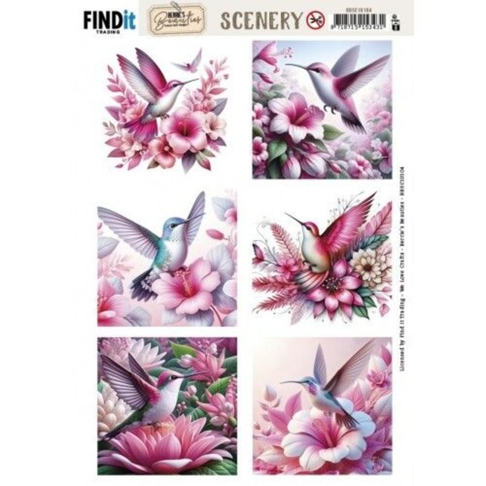 Berrie's Beauties Pastel Hummingbirds Scenery Push Out Square (BBSC101 ...