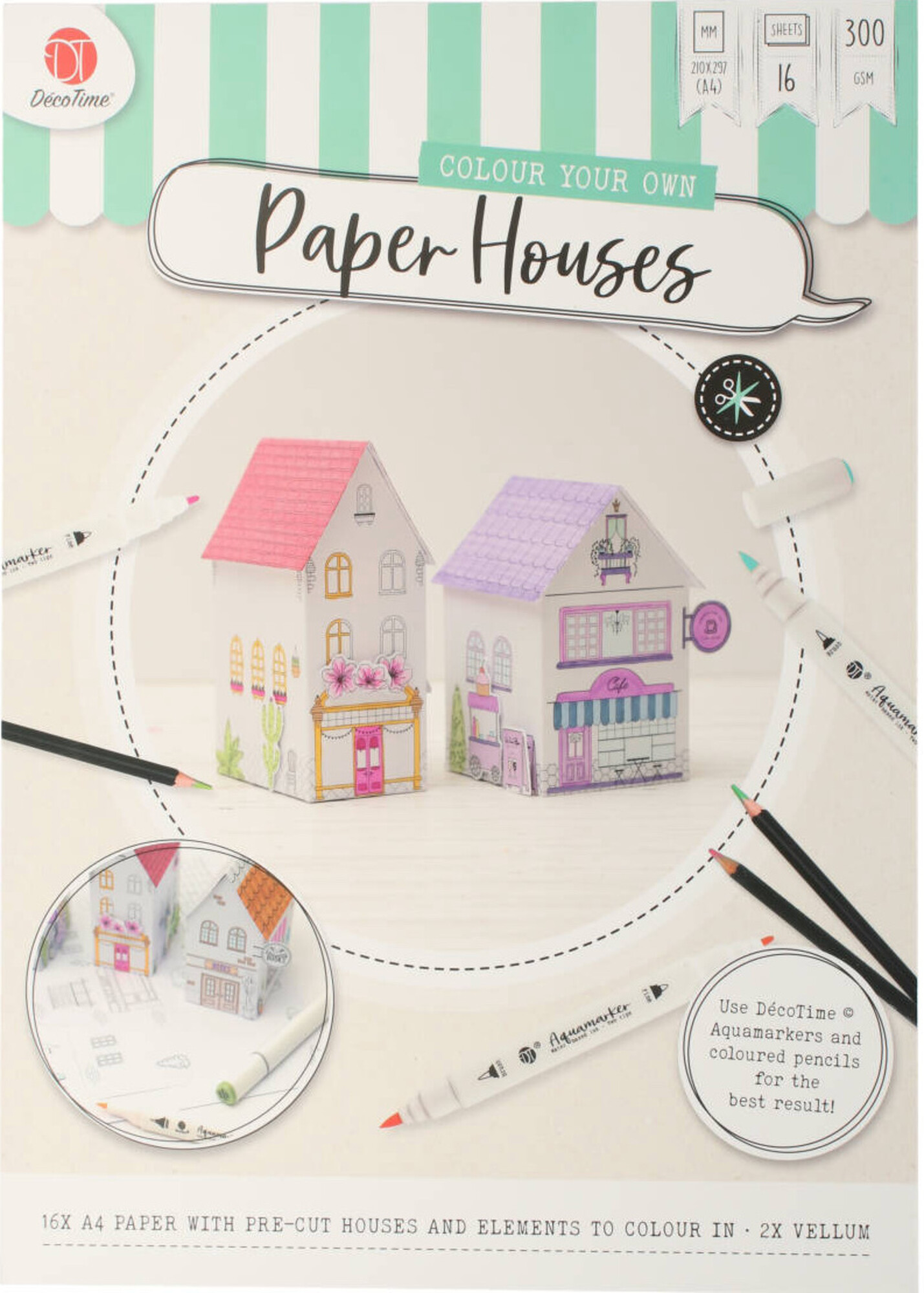 DécoTime Colour Your Own Paper Houses (3211949) - Paperpads.nl