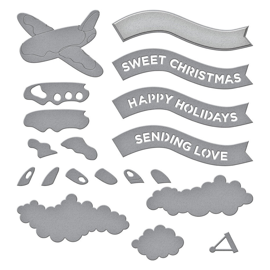 Spellbinders Candy Christmas Plane & Banners Dies (S4-1489) - Paperpads.nl