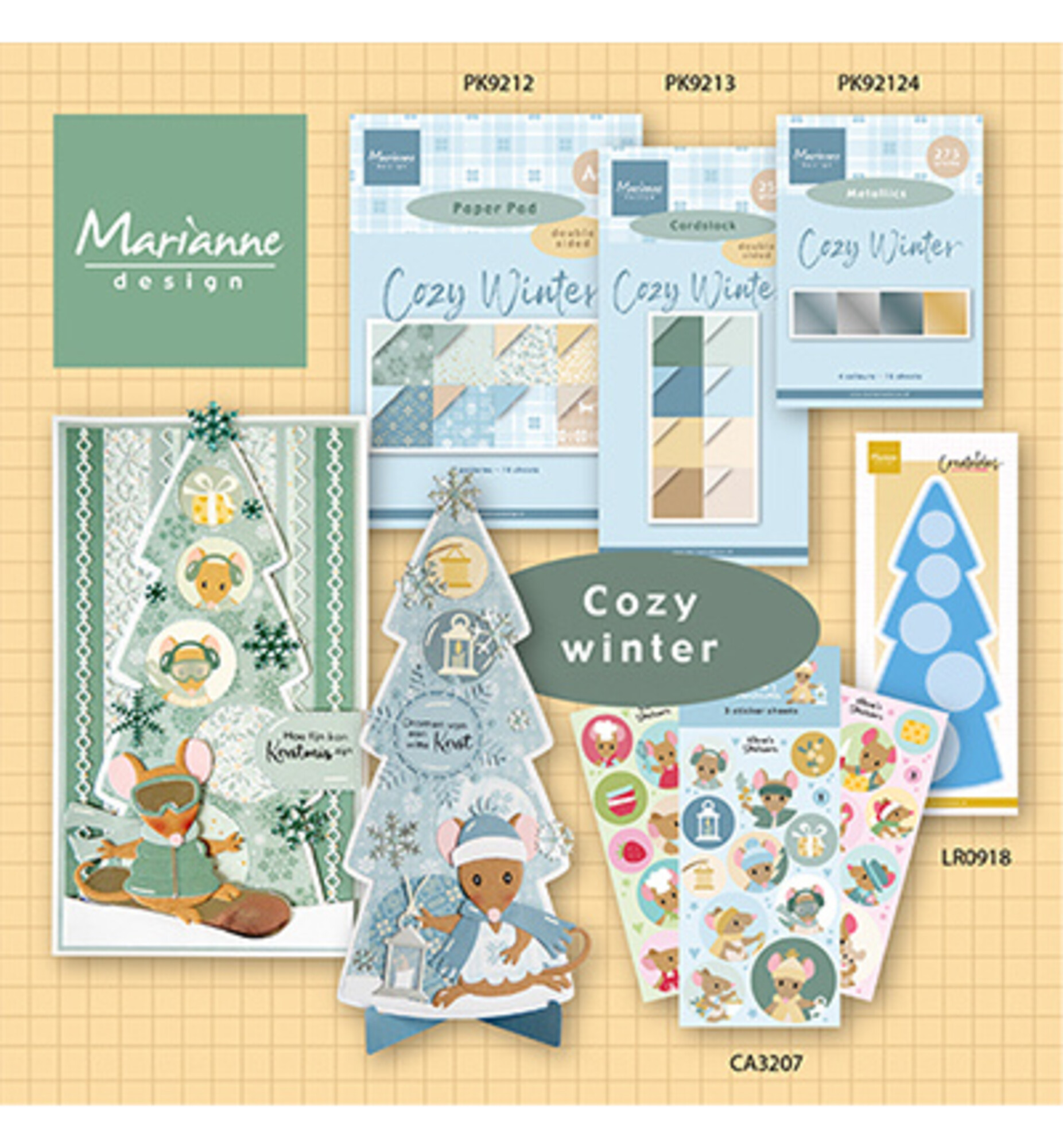 Marianne Design Cozy Winter A4 Pretty Papers Bloc (PK9212) - Paperpads.nl