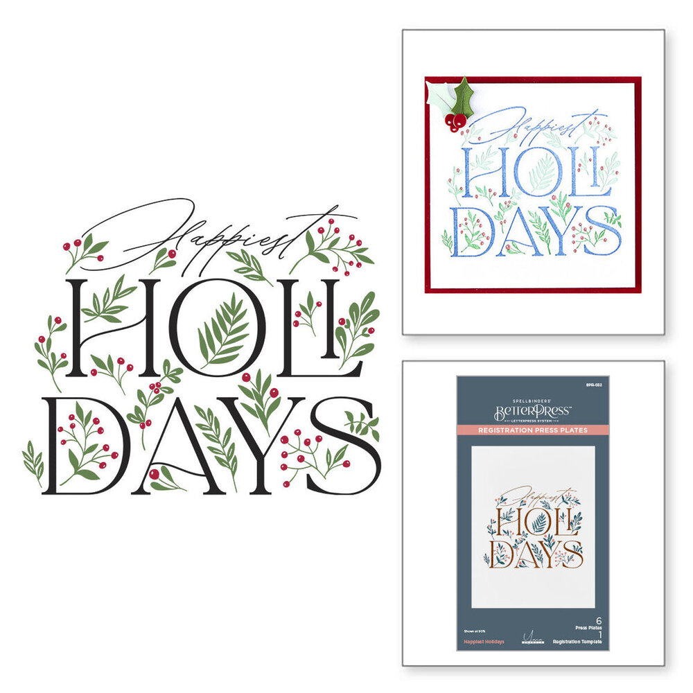 Spellbinders City Holiday Happiest Holidays Registration Press Plate ...