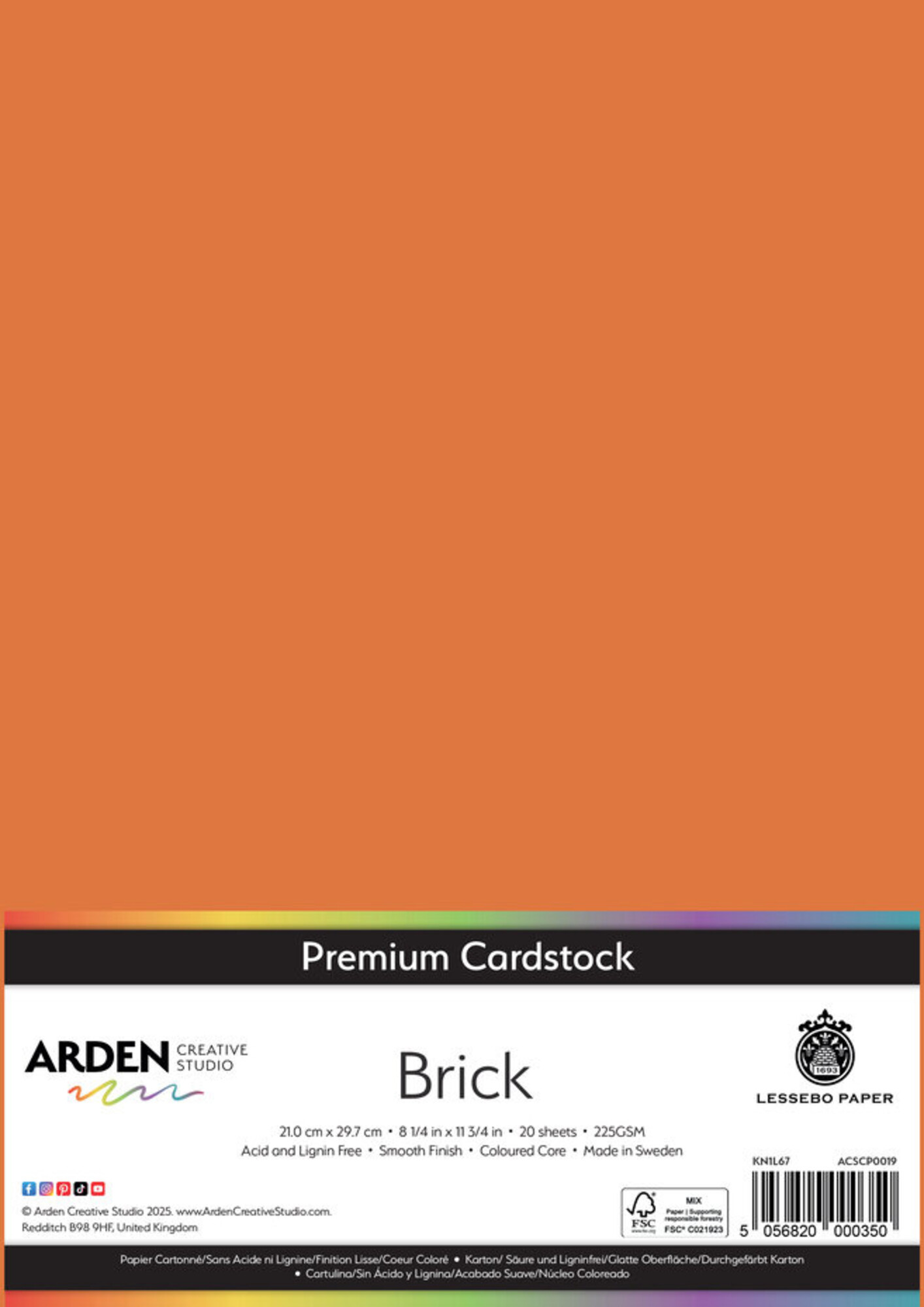 Arden Creative Studio Premium Cardstock A4 Brick (ACSCP0019) - Paperpads.nl