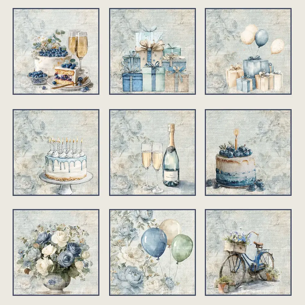 Reprint Hip Hip Hooray 8x8 Inch Paper Pack (RPM070) - Paperpads.nl