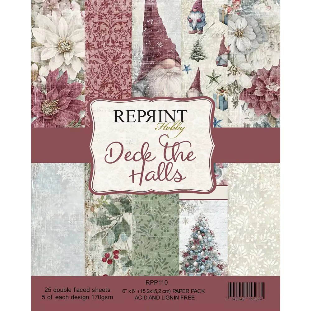 Reprint Deck the Halls 6x6 Inch Paper Pack (RPP110) - Paperpads.nl