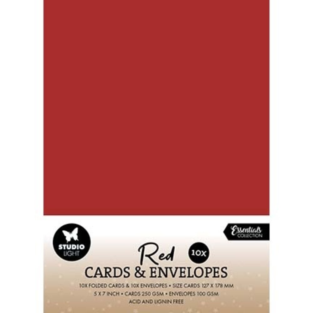 Studio Light Consumables 5x7 Inch Cards & Envelopes Christmas Red (SL ...