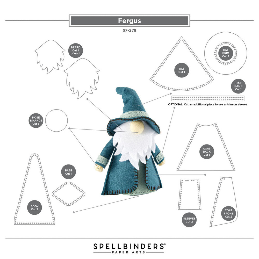 Spellbinders 3D Felt Décor Fergus Dies (S7-278) - Paperpads.nl