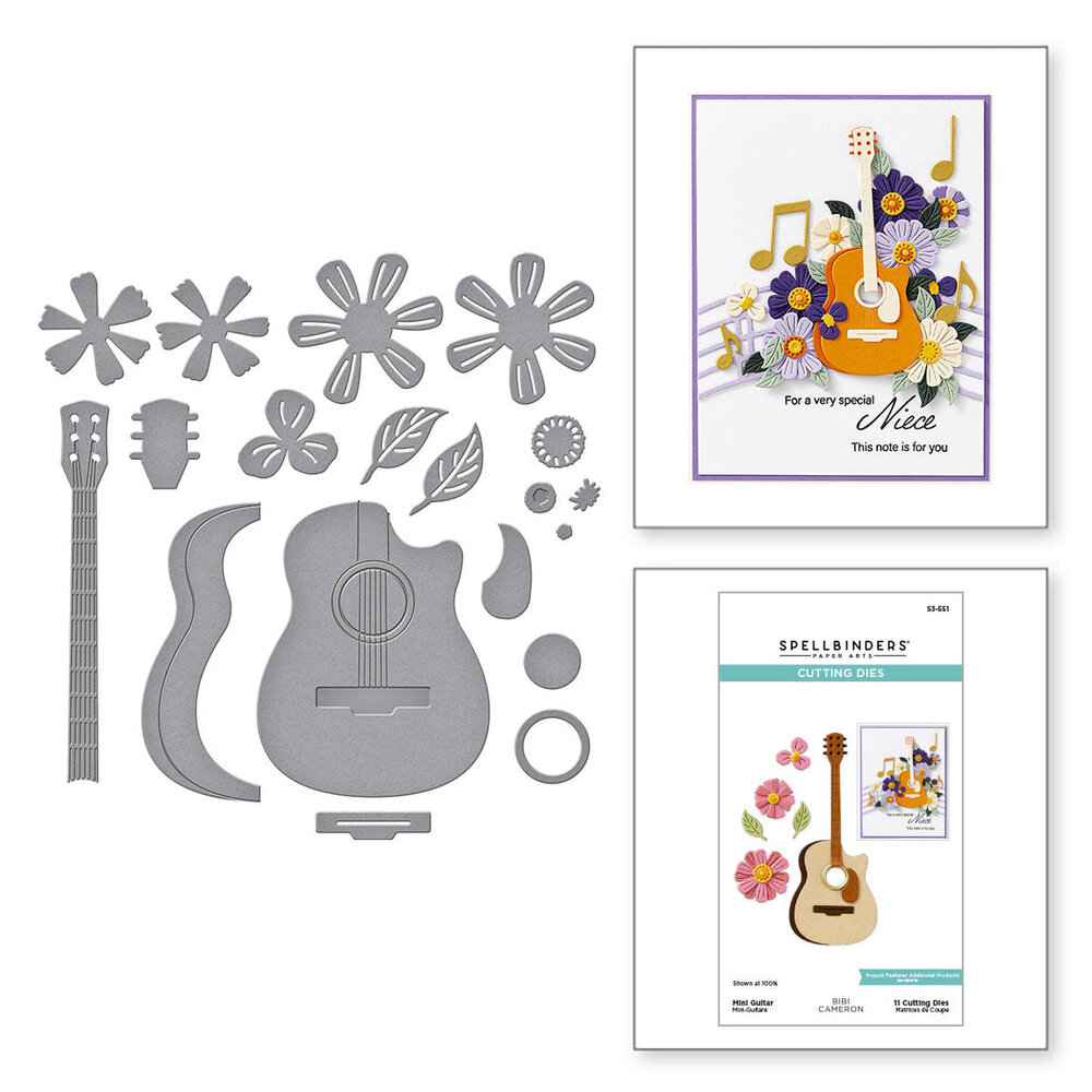 Spellbinders Bibi's Musical Notes Mini Guitar Dies (S3-551) - Paperpads.nl