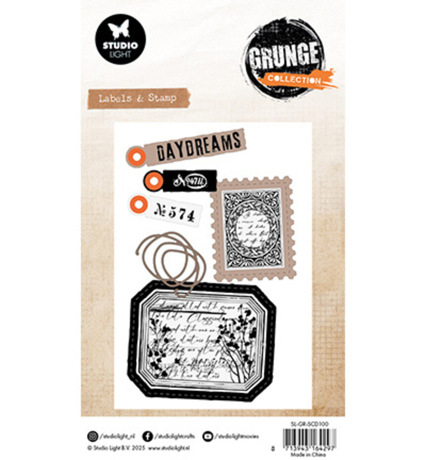 Studio Light Grunge Stamp & Die Label & Stamp (SL-GR-SCD100) - Paperpads.nl