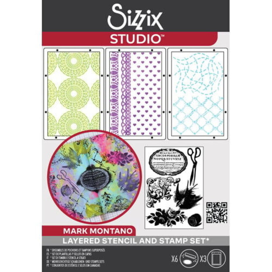 Sizzix Studio Mark Montano Stencil & Stamp Stitches (666955) - Paperpads.nl