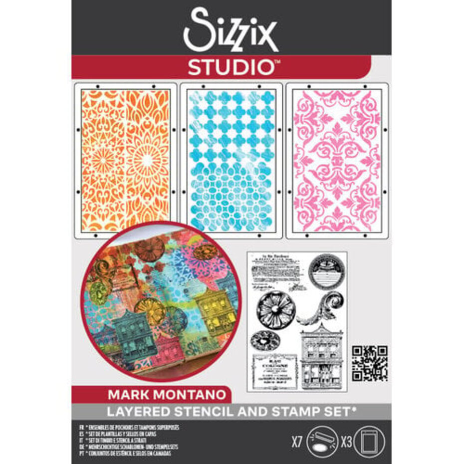 Sizzix Studio Mark Montano Stencil & Stamp Build It (666957) - Paperpads.nl