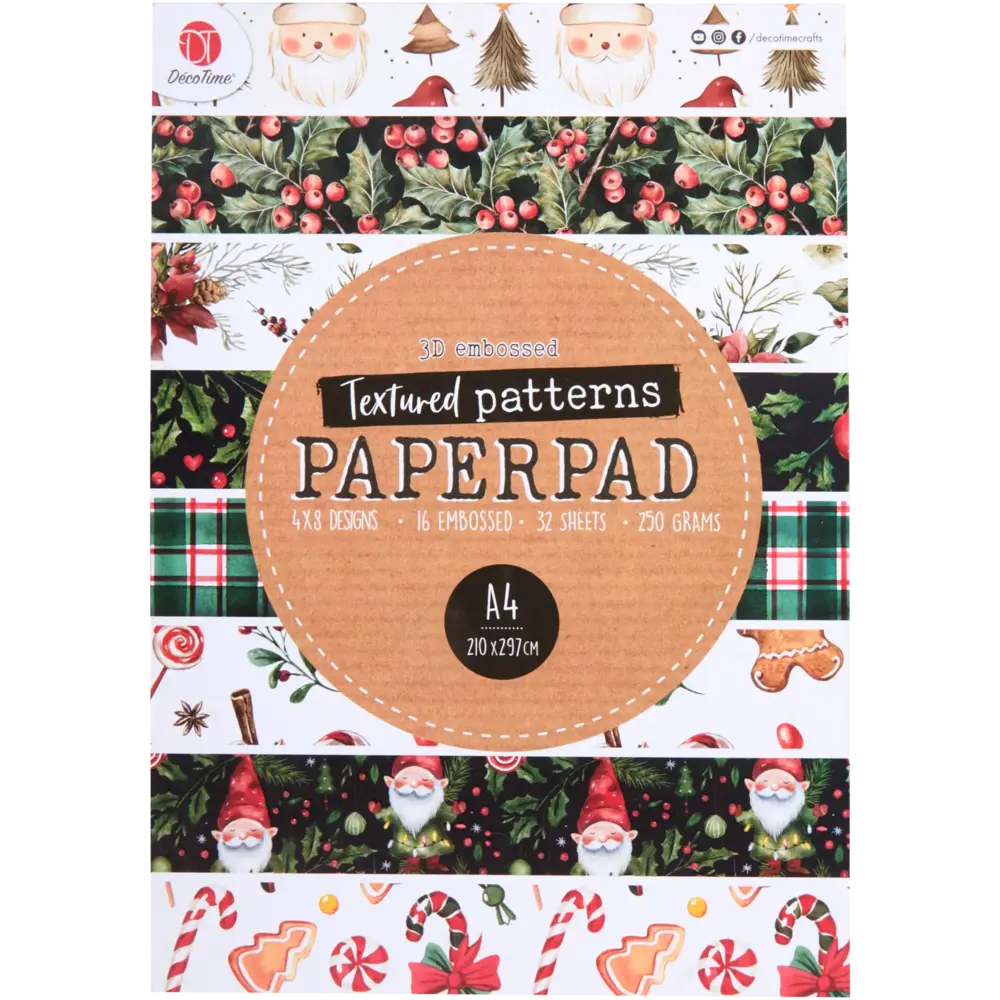 DécoTime Classic Christmas A4 3D Embossed Textured Patterns Paper Pad ...