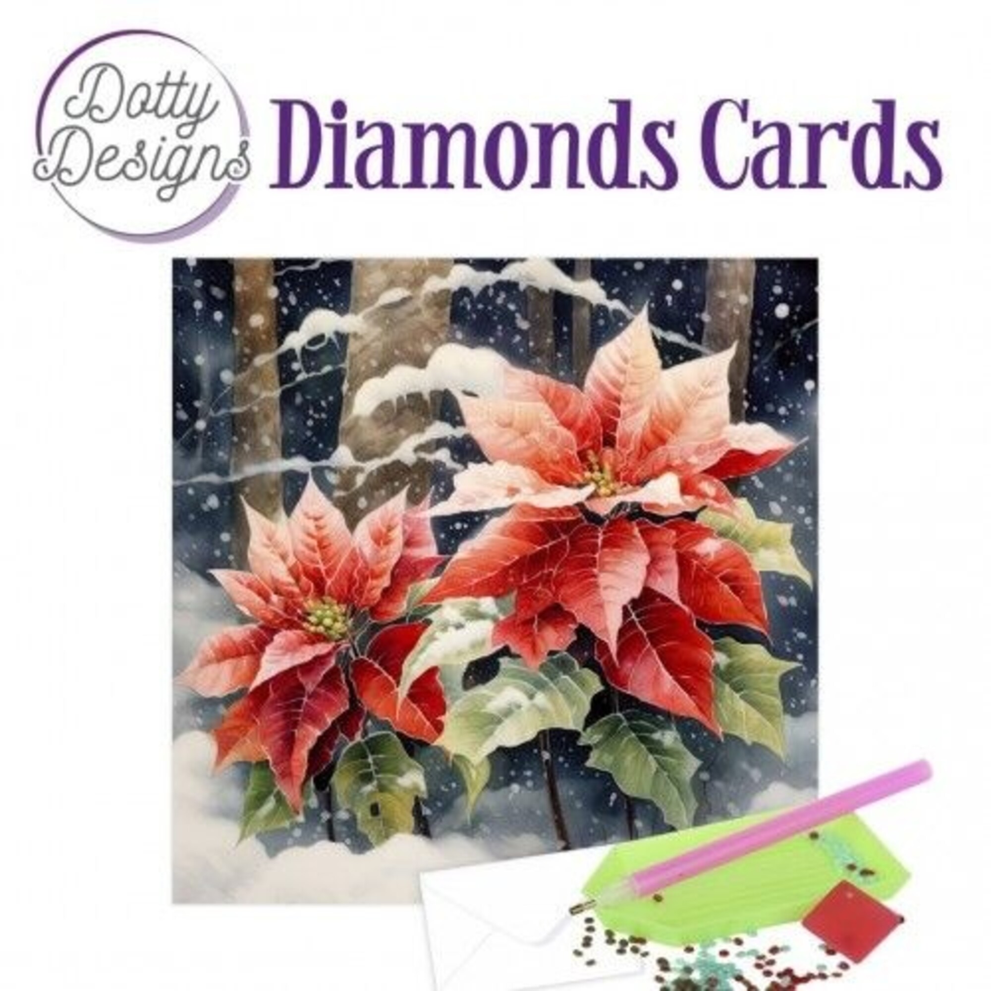 Find It Trading Diamond Cards Set Poinsettia (DDDC1212) - Paperpads.nl