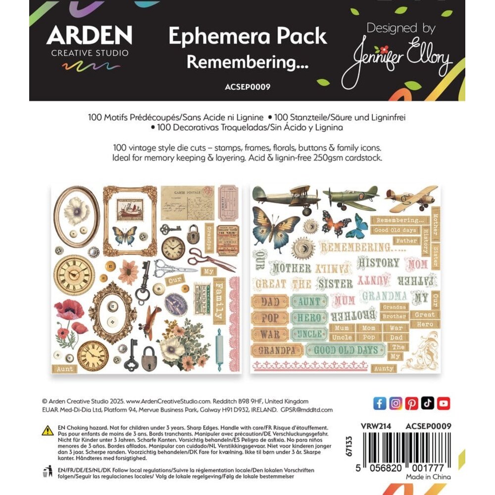 Arden Creative Studio Remembering... Ephemera Pack (ACSEP0009 ...