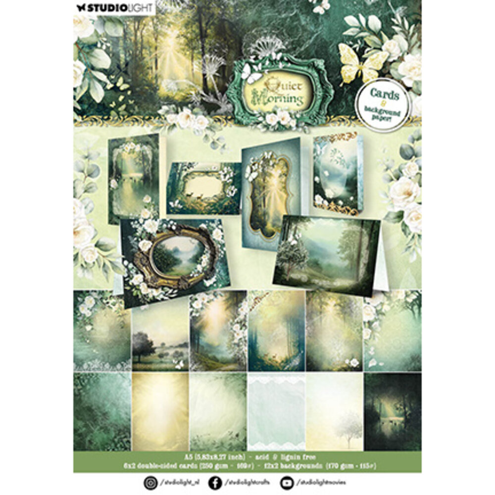 Studio Light Quiet Morning A5 Cards & Backgrounds Paper Pad (SL-QM-DPP ...