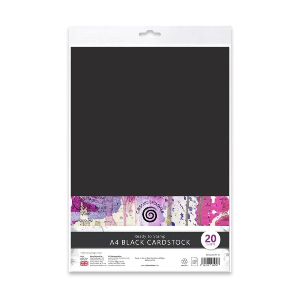 Cosmic Shimmer Ready to Stamp A4 Black Cardstock 250gsm (20pcs) (03-BL ...