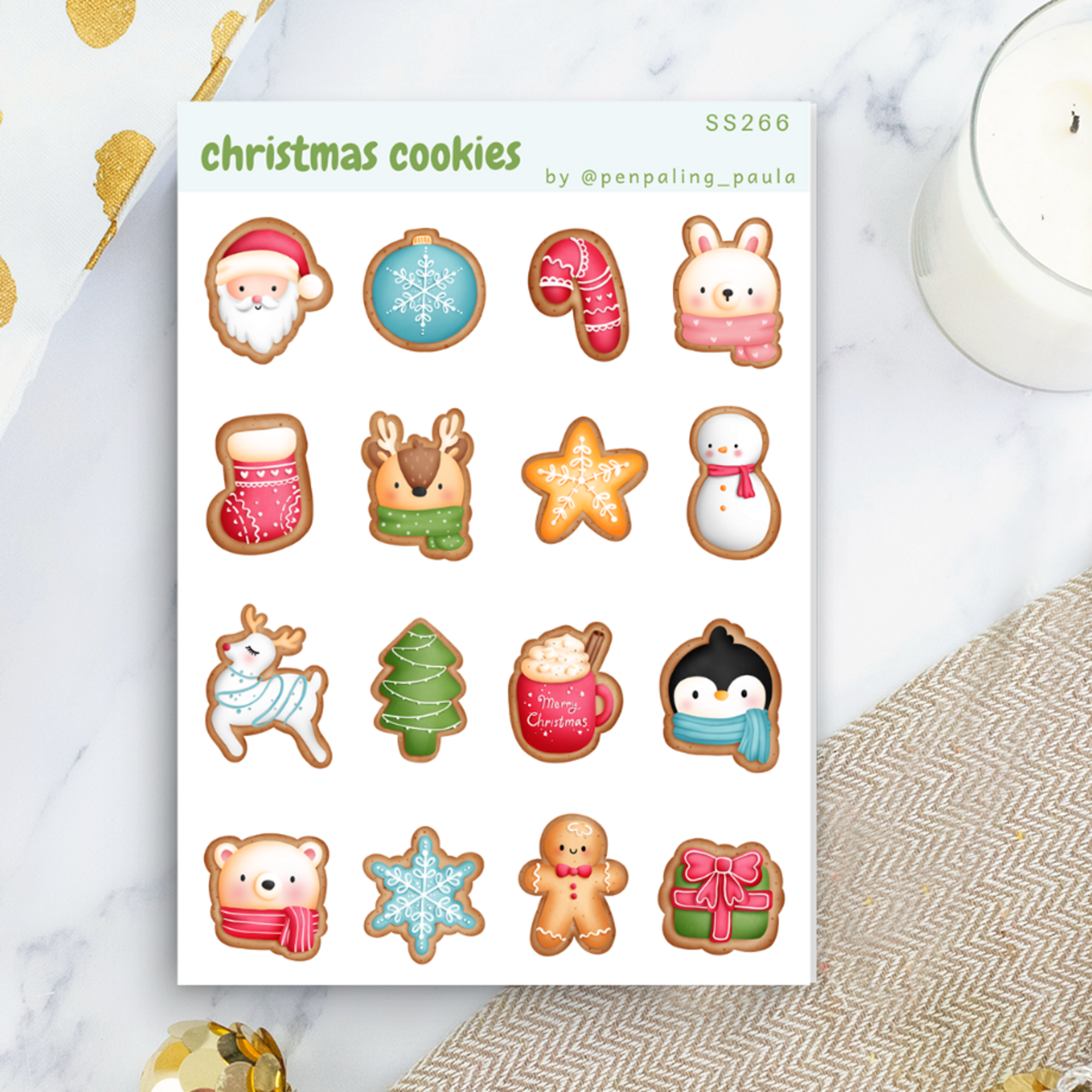 Penpaling Paula Christmas Cookies Sticker Sheet (SS266) - Paperpads.nl