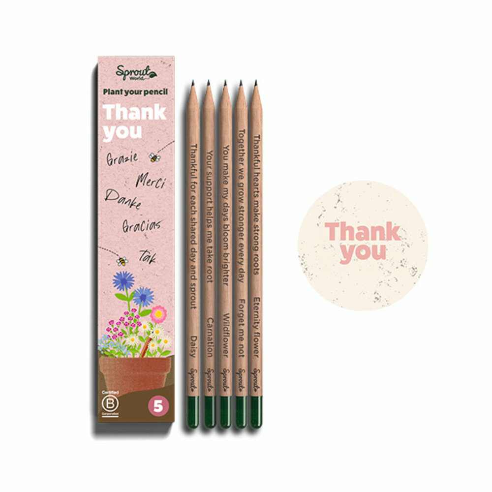 Sprout World Plantable Pencils Thank You 5 Pack - Paperpads.nl