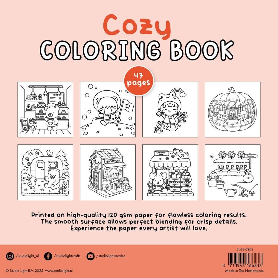 Studio Light 8x8 Inch Cozy Coloring Book (SL-ES-CB02) - Paperpads.nl