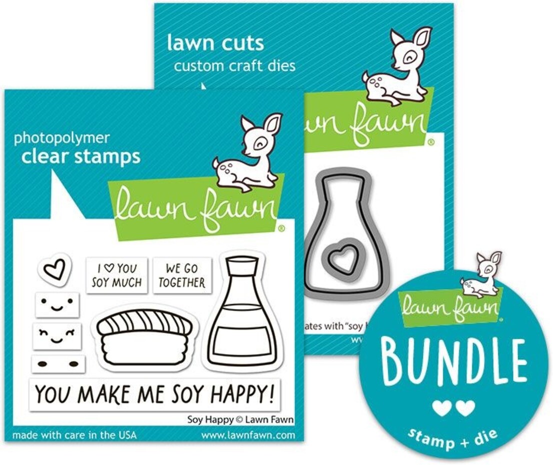 Lawn Fawn Soy Happy Stamp & Die DUO (LF3955) - Paperpads.nl